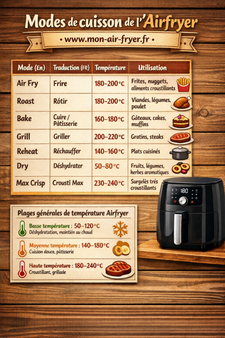 Les différents modes de cuisson de l'airfryer - Mon Air Fryer